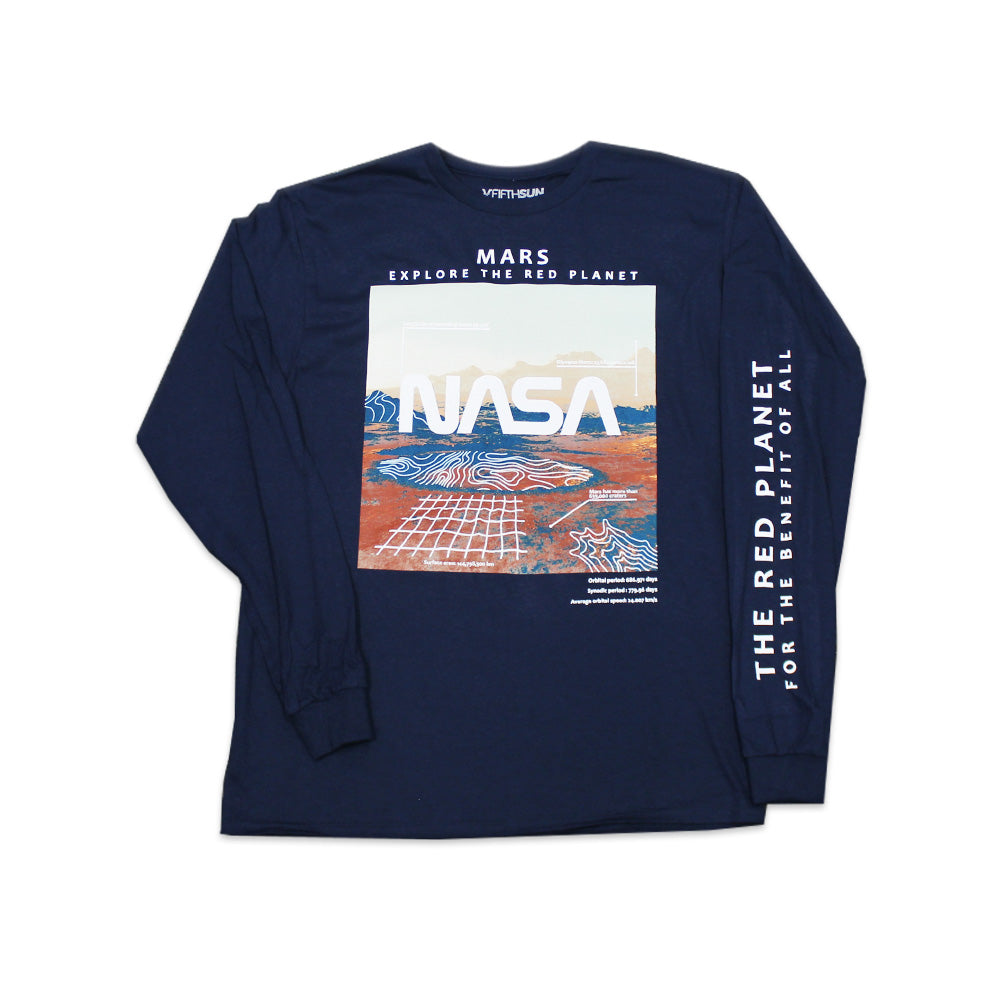 Men's Blue NASA Mars Long Sleeve Graphic Tee T-Shirt | Rex Distributor ...