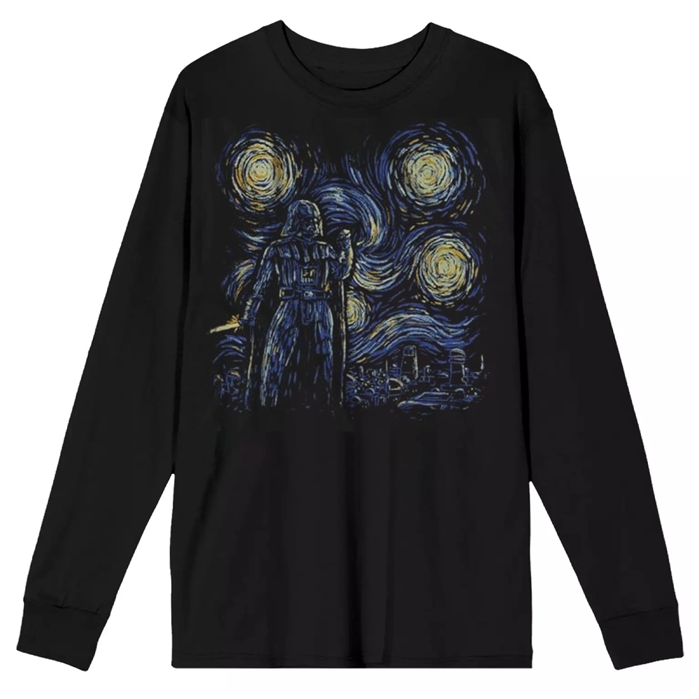 Men's Starry Night Darth Vader Van Gogh Star Wars Long Sleeve T-Shirt ...