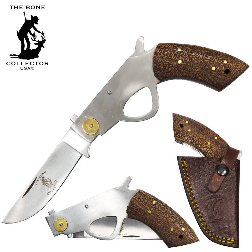 BC 868-RW 6" Bone Collector Rosewood Gun-Handle Folding Knife with ...