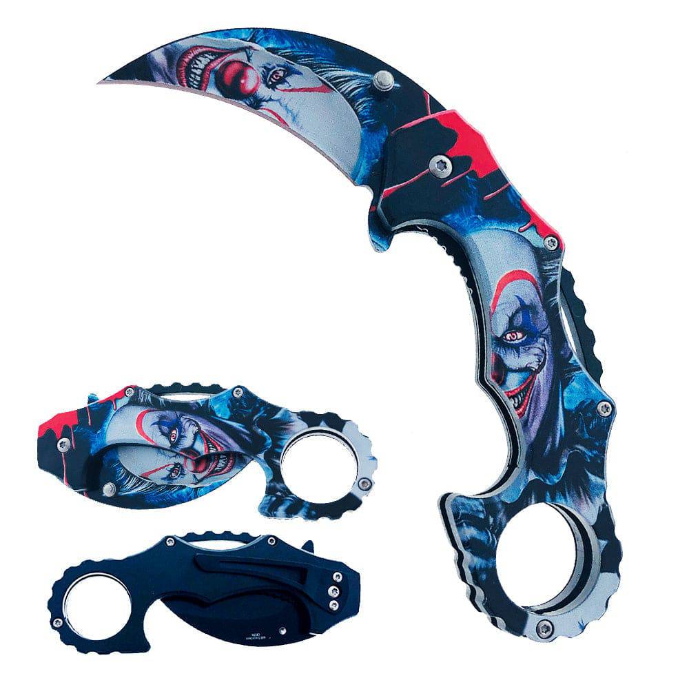 KS 1661-JK 5" Fantasy Killer Clown Handle Assist-Open Karambit Folding ...