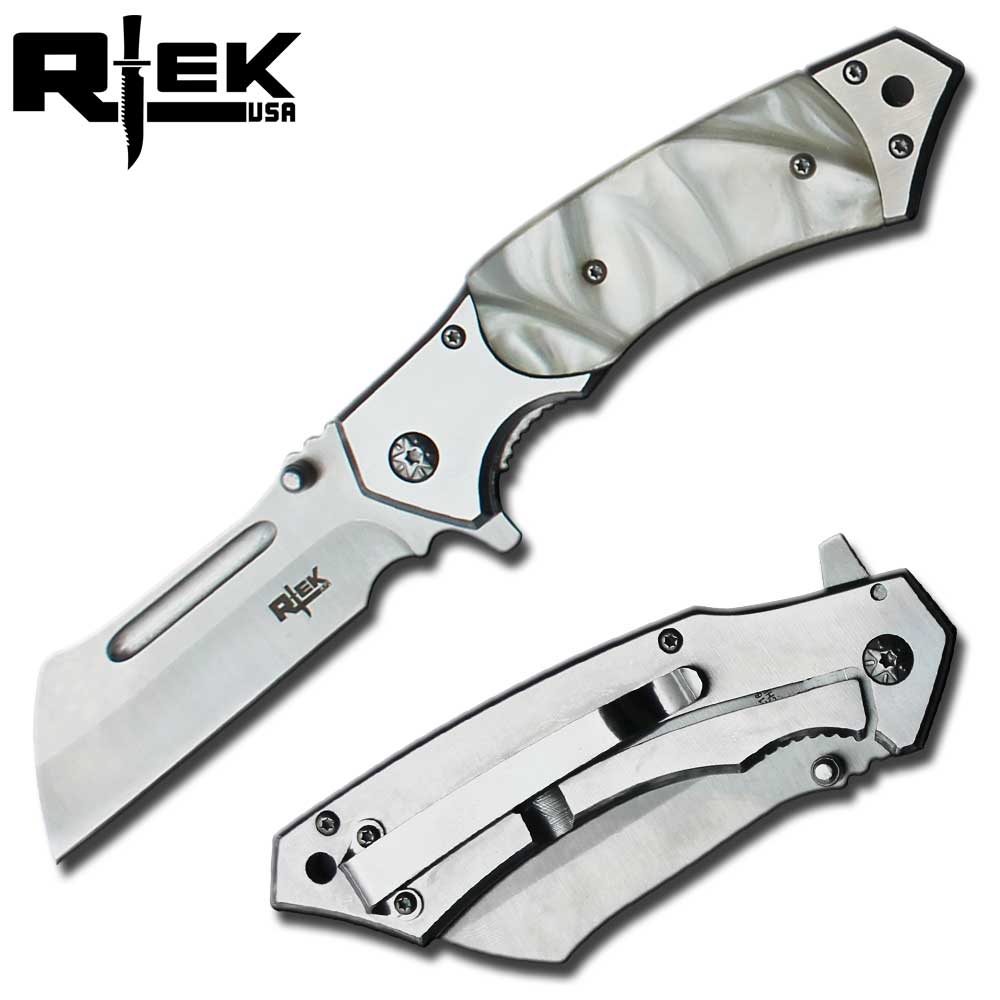 ZK 216-WH 4.75" White Cleaver Blade Assist-Open Folding Knife | Rex ...